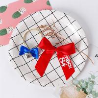 China Red MSD Ribbon Handmade Blue Satin Ribbon Bow With Elastic Ribbon And Bells Support Custom Logo for sale