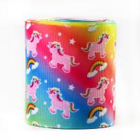 China 75mm Width Cartoon Character Horse Grosgrain Ribbon with Colorful Design for sale