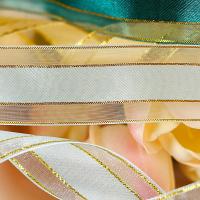 China MSD Ribbon 's 1 Inch Gold Edge Satin Ribbon With Organza Ribbon Design for Get Yours Now for sale