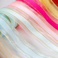 China MSD Ribbon 's 1 Inch Gold Edge Satin Ribbon With Organza Ribbon Design for Get Yours Now for sale