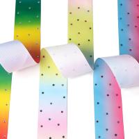 China Color Fastness Grade 4 Grosgrain Fabric Type 38mm Rhinestone Diamante Ribbon for Hair Bows for sale
