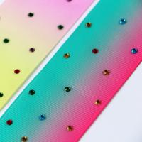 China Color Fastness Grade 4 Grosgrain Fabric Type 38mm Rhinestone Diamante Ribbon for Hair Bows for sale