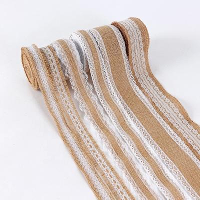 China MSD's Burlap Ribbon With Lace The Perfect Addition to Your Holiday Decorating Supplies for sale