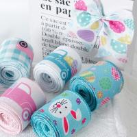 China Printed Colored Egg Happy Easter MSD OEM White Ribbon Wired Edge Easter Burlap Ribbon for sale
