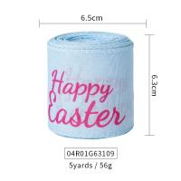 China Printed Colored Egg Happy Easter MSD OEM White Ribbon Wired Edge Easter Burlap Ribbon for sale