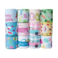 China Printed Colored Egg Happy Easter MSD OEM White Ribbon Wired Edge Easter Burlap Ribbon for sale