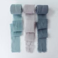 China Stylish Double Face Embroidered Chiffon Silk Ribbon for Wedding Invitation Bouquets for sale