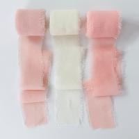 China Stylish Double Face Embroidered Chiffon Silk Ribbon for Wedding Invitation Bouquets for sale
