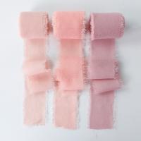 China Stylish Double Face Embroidered Chiffon Silk Ribbon for Wedding Invitation Bouquets for sale
