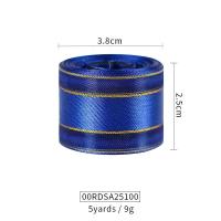 China 25mm Dark Blue Organza Satin Ribbon With Gold Edge Roll For Decoration OEM ODM Service for sale