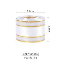 China 5 Yards Per Roll White Organza and Satin Ribbon With Gold Edge Roll Other Fabric Type for sale