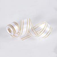 China 5 Yards Per Roll White Organza and Satin Ribbon With Gold Edge Roll Other Fabric Type for sale