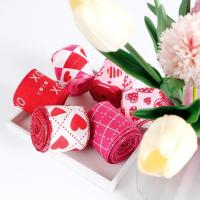 China MSD 2.5 Inch Love Heart Pattern Wired Edge Ribbon for Valentine's Day Handmade Gifts for sale