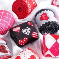 China MSD 2.5 Inch Love Heart Pattern Wired Edge Ribbon for Valentine's Day Handmade Gifts for sale