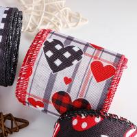 China MSD 2.5 Inch Love Heart Pattern Wired Edge Ribbon for Valentine's Day Handmade Gifts for sale
