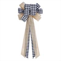 China Christmas Day Party Decorative Bow MSD Buffalo Plaid Bow in Holiday Wreath Design for sale