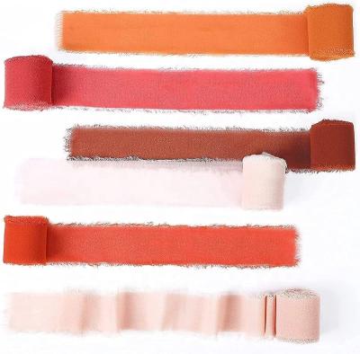 China MSD Handmade Rough Edge Frayed Raw Chiffon Ribbon Solid Color Fringe for Scrapbooking for sale