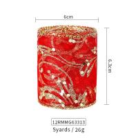 China Sample Free Wired Edge Organza Ribbon With Sequins Christmas Ribbon Merry Christmas for sale
