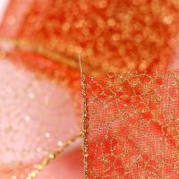 China Sample Free Wired Edge Organza Ribbon With Sequins Christmas Ribbon Merry Christmas for sale