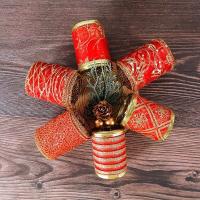 China Sample Free Wired Edge Organza Ribbon With Sequins Christmas Ribbon Merry Christmas for sale