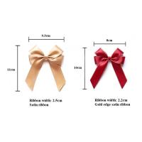 China Red Pre-tied Satin Ribbon Bow for Gift Box Packing MSD Customized Self Adhesive Bow for sale