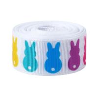 China 22mm Custom Printed Grosgrain Ribbons for Easter Holiday Gift Decoration Hot Stamping for sale