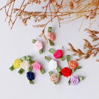 China Handmade Pink Satin Ribbon Flowers Bow for Wedding Decoration Garment Accessories for sale