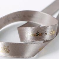 China MSD Single Face Style Custom Solid Color Satin Ribbon with Gold Logo Printing for sale