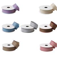 China Wired Burlap Ribbon Spool Roll 100% Polyester Stripe Burlap Fabric for sale