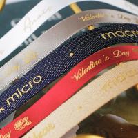 China MSD Single Face Style Custom Solid Color Satin Ribbon with Gold Logo Printing for sale
