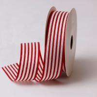 China Wired Burlap Ribbon Spool Roll 100% Polyester Stripe Burlap Fabric for sale