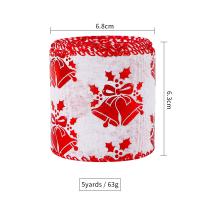 China 2 1/2‘’ Width MSD Christmas Decors And Patterns Printed On White Wired Edge Burlap Ribbon for sale