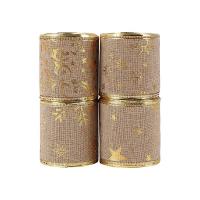 China MSD Printed Design For Merry Christmas Burlap Ribbon Wired Edge Fabric Type Burlap for sale