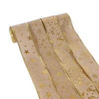 China MSD Printed Design For Merry Christmas Burlap Ribbon Wired Edge Fabric Type Burlap for sale