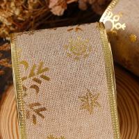 China MSD Printed Design For Merry Christmas Burlap Ribbon Wired Edge Fabric Type Burlap for sale