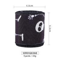 China 2.5 inch Halloween Wire Edged Burlap Ribbons Width 2 1/2'' Funny Pattern For Wrapping for sale