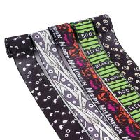 China 2.5 inch Halloween Wire Edged Burlap Ribbons Width 2 1/2'' Funny Pattern For Wrapping for sale