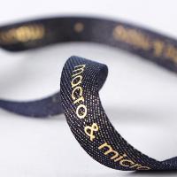 China Stylish Design Polyester Ribbon With Custom Printed Gold Logo Ribbon MSD Ribbon for sale