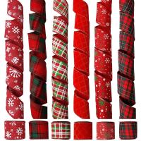 China Printed Wired Burlap Ribbons Customized for Christmas Gifts by MSD Ribbon 2.5 Inch for sale