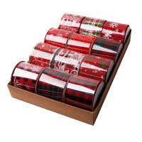 China Printed Wired Burlap Ribbons Customized for Christmas Gifts by MSD Ribbon 2.5 Inch for sale