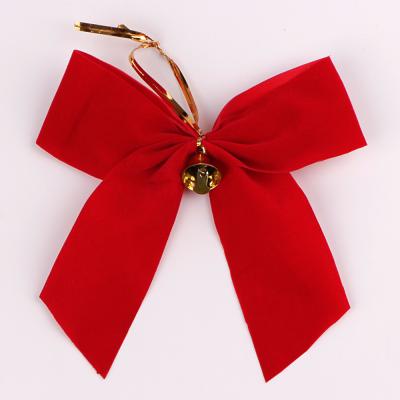 China Floral Style Red Velvet Christmas Decoration Ribbon Bows for Wreath and Tree Display for sale