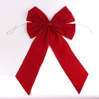 China Floral Style Red Velvet Christmas Decoration Ribbon Bows for Wreath and Tree Display for sale