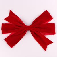 China Floral Style Red Velvet Christmas Decoration Ribbon Bows for Wreath and Tree Display for sale