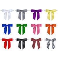China Gift Decoration Satin Ribbon Bow with Twist Tie Elastic Loop Printed All Occasion for sale
