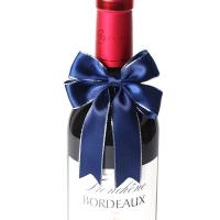 China Gift Decoration Blue Satin Ribbon Bow Pre Tied with Elastic Loop Custom Sample for sale