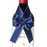 China Gift Decoration Blue Satin Ribbon Bow Pre Tied with Elastic Loop Custom Sample for sale