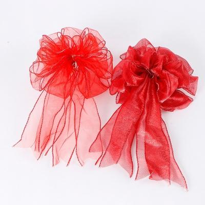China Polyester MSD Ribbon Premade Big Red Organza Ribbon Bow With Wired Edge Gift Wrapping In Bulk for sale