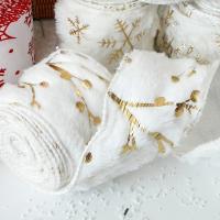 China 2023 Style Christmas Craft Ribbon Custom Plush Wire Edge Ribbon with Gold Printing for sale