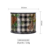 China 6 Yards Christmas Wired Edge Burlap Ribbon 2.5 Inch for Christmas Craft Decoration for sale