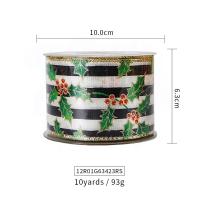 China 6 Yards Christmas Wired Edge Burlap Ribbon 2.5 Inch for Christmas Craft Decoration for sale